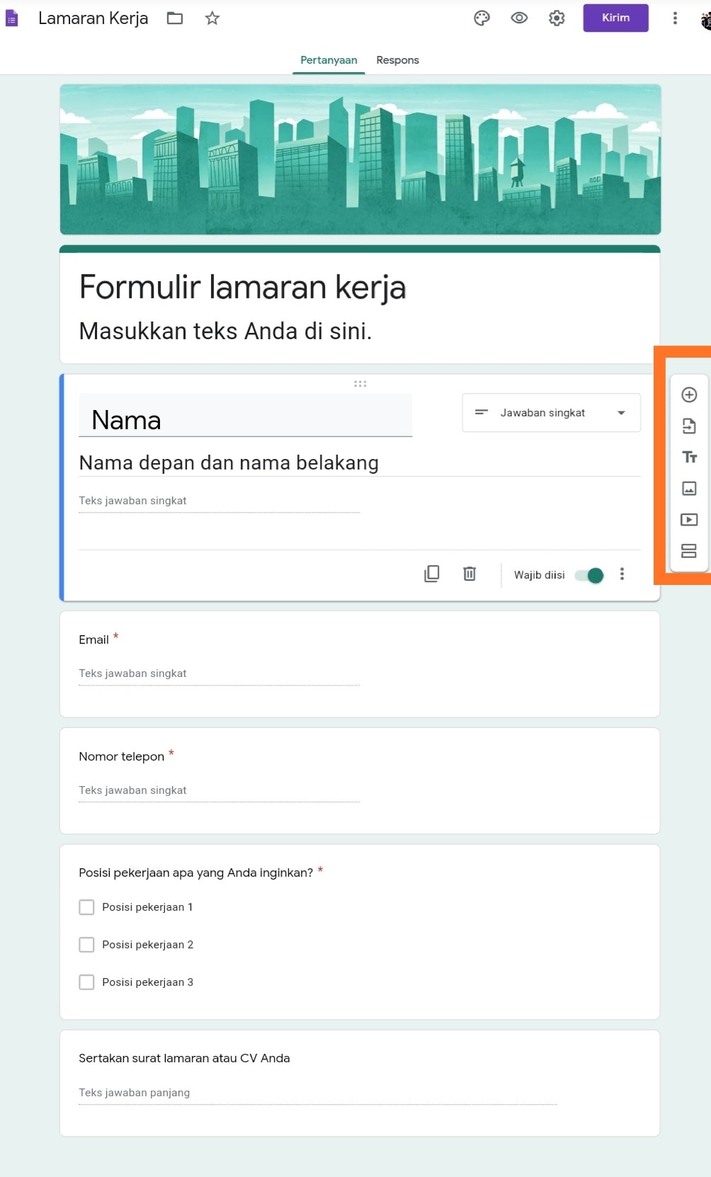 10 Contoh Google Form Lamaran Kerja 2022 - Riset