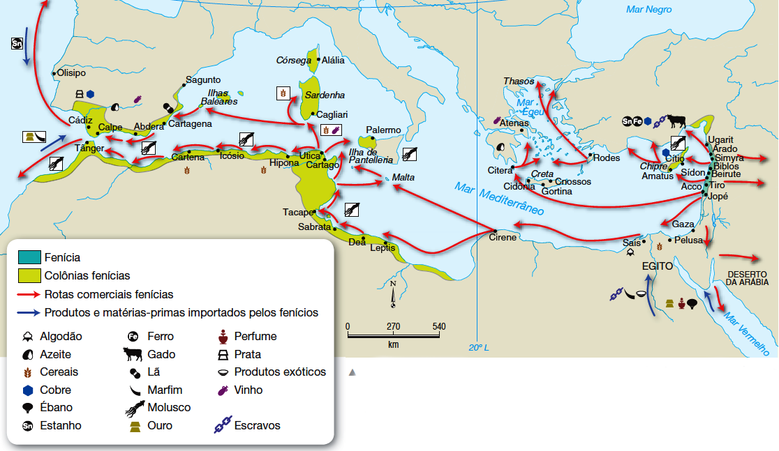 Histo é História: MAPAS HISTÓRICOS - O COMÉRCIO FENÍCIO (1000 A.C.)