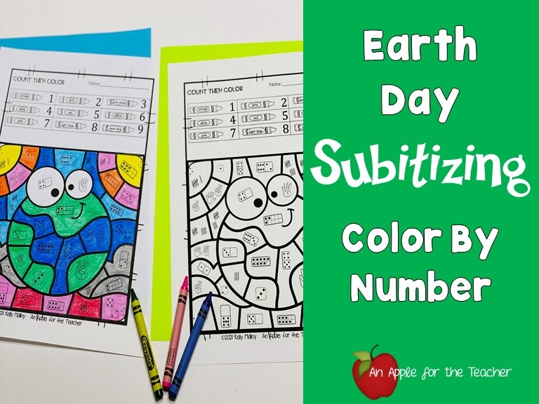 An Apple For The Teacher: Earth Day Subitizing Color By Number Worksheets
