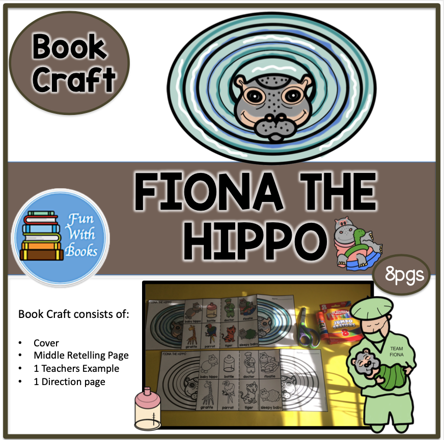 FIONA THE HIPPO BOOK CRAFT ~ Book Units by Lynn