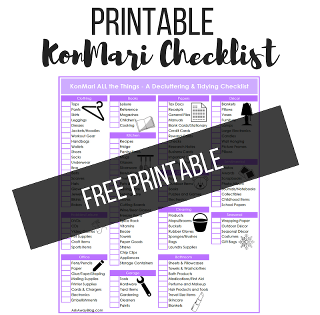 Ask Away Blog: Free Printable KonMari Checklist