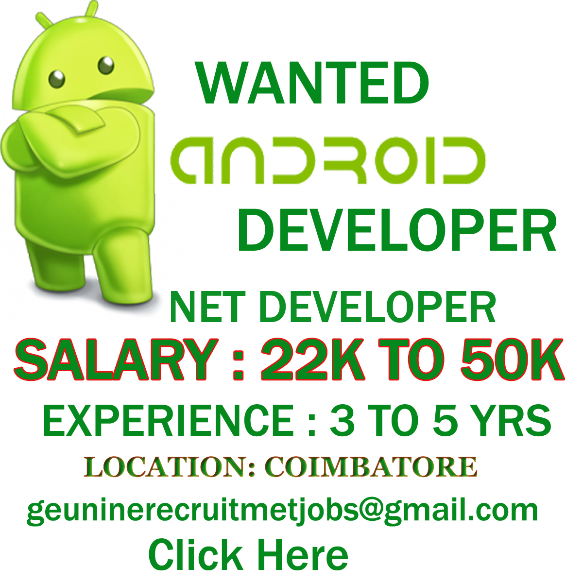 WANTED ANDROID DEVELOPER & NET DEVELOPER