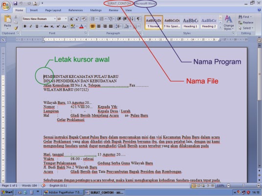 My Blog: Cara Membuat Surat Resmi Menggunakan Microsoft Word