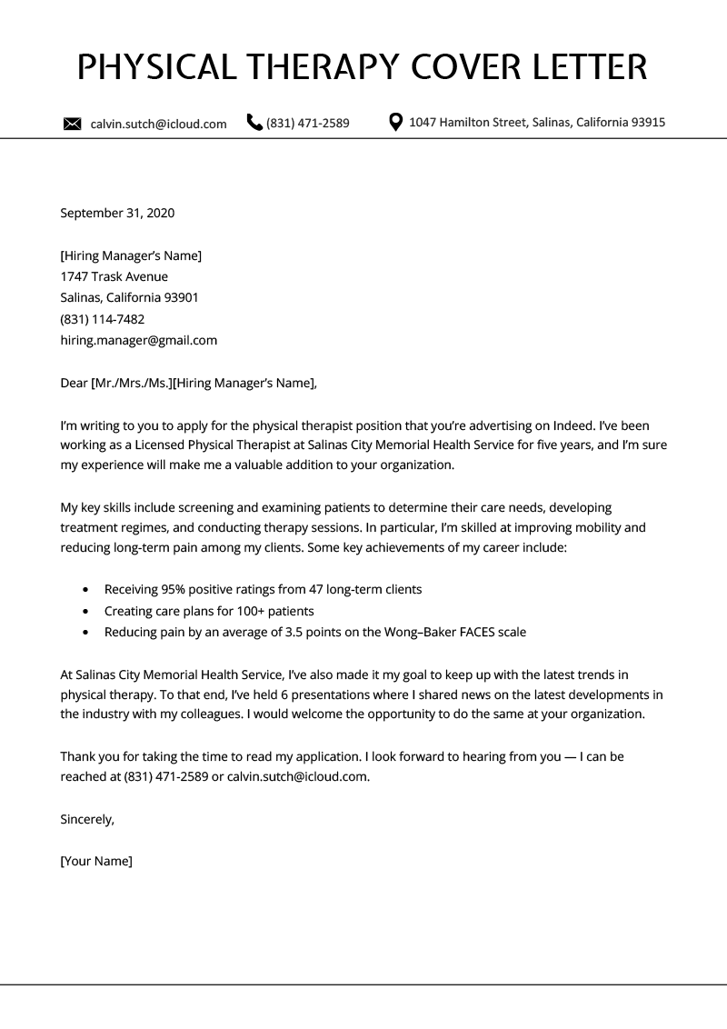 Letter Of Recommendation For Physical Therapy School Template ~ Resume ...