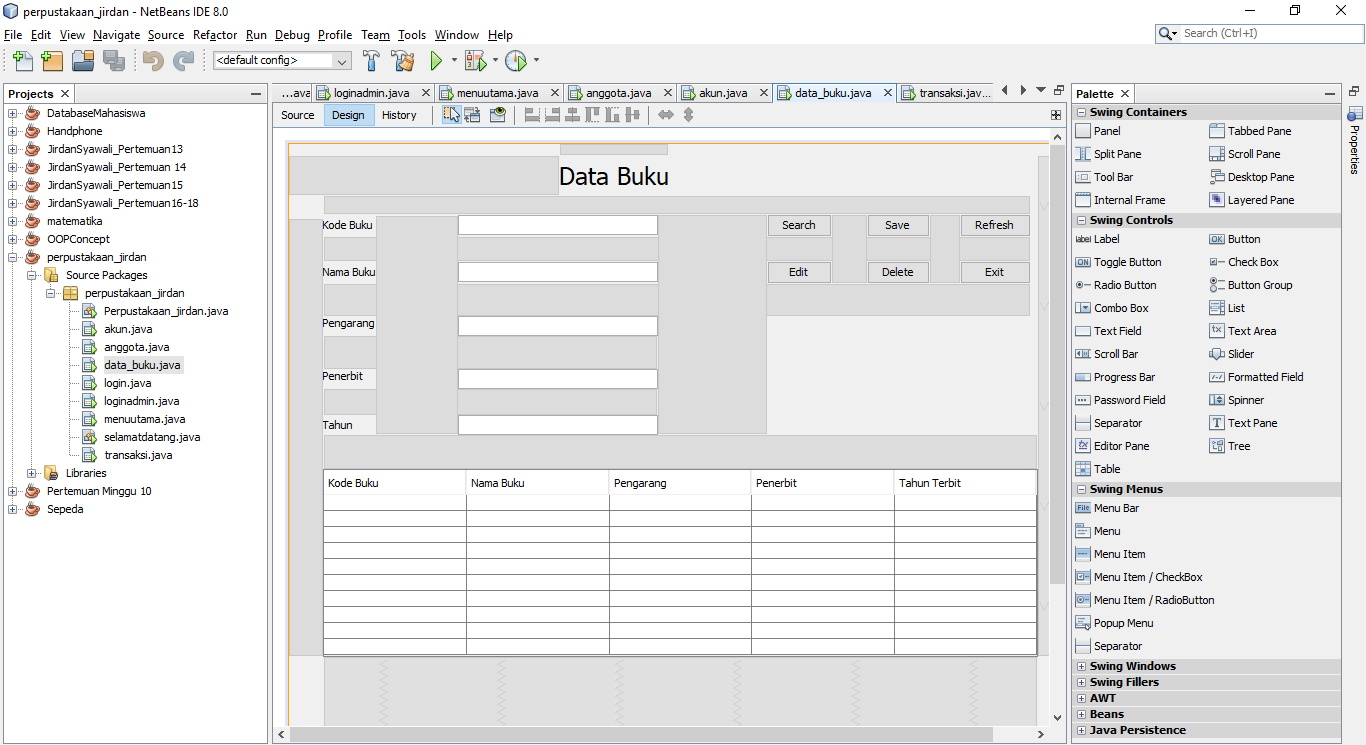 Cara Membuat Program Peminjaman Buku dengan Netbeans & XAMPP - UAS_JirdanSyawali_181011400632