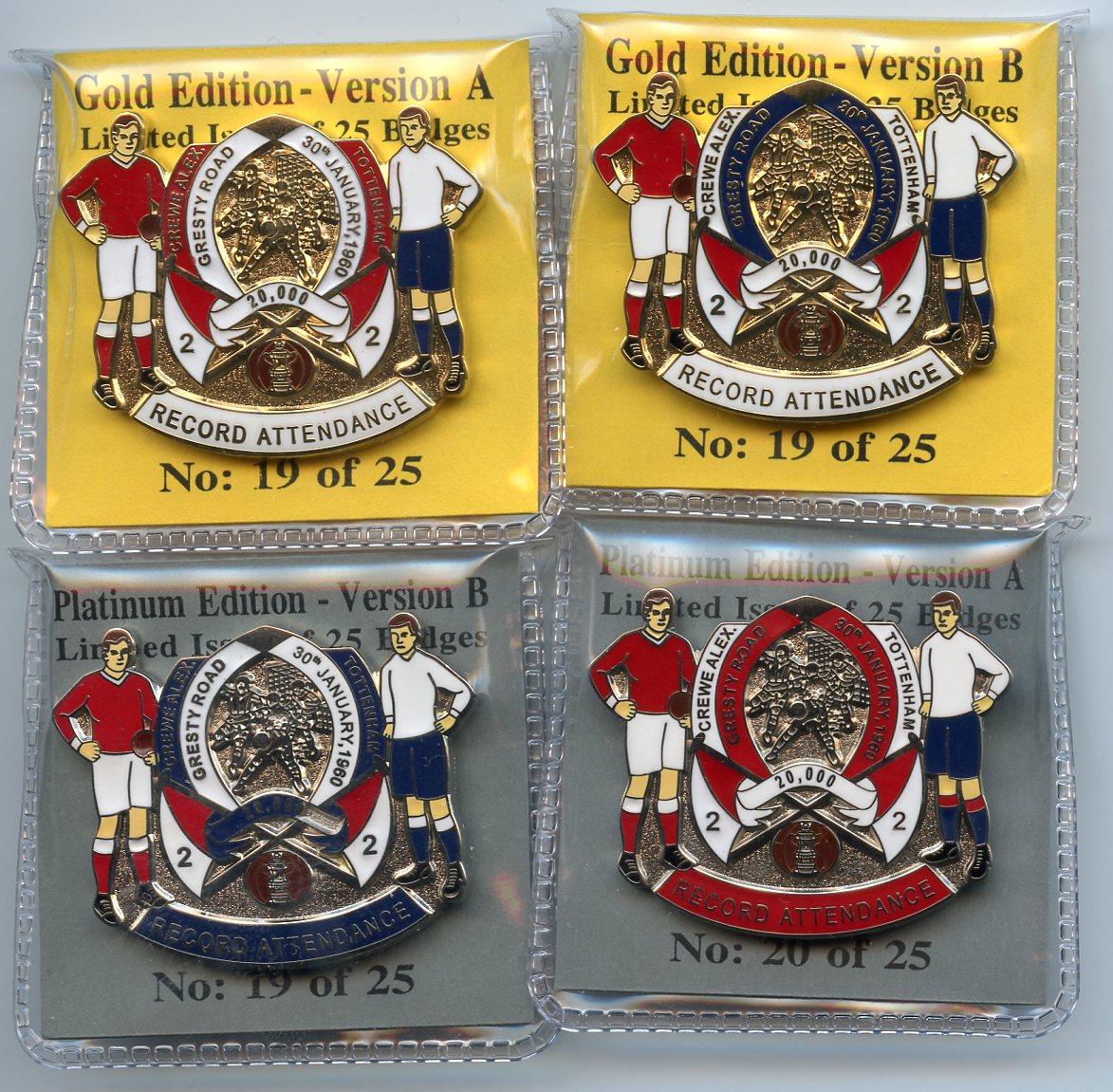 Crewe Alexandra Football Club pin badges: Gresty Road Record Attendance ...