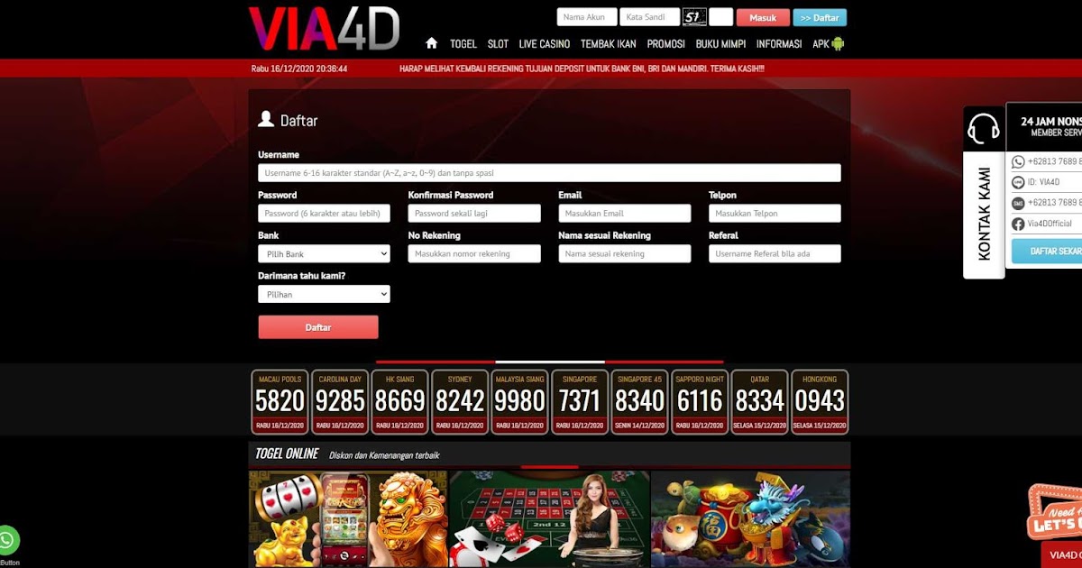 Akun Slot Online VIA4D Mudah Buatnya