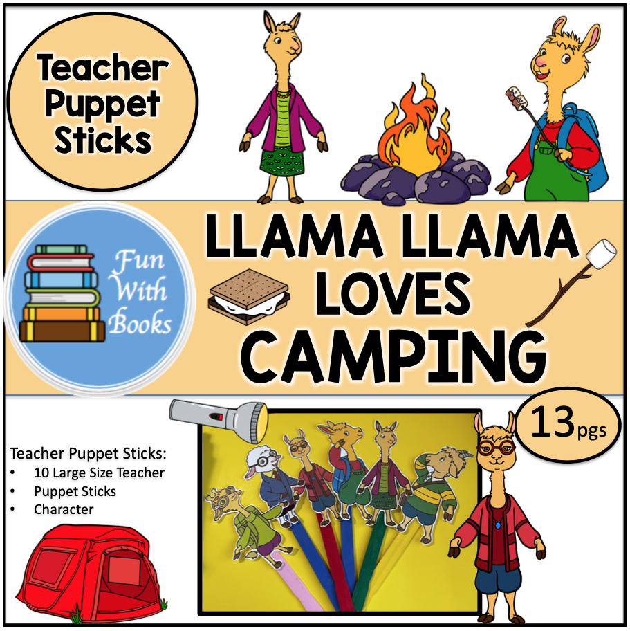 LLAMA LLAMA LOVES CAMPING TEACHER PUPPET STICKS ~ Book Units by Lynn