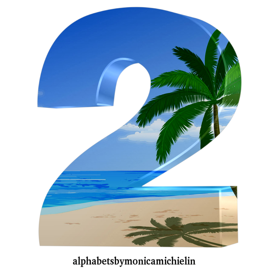 M. Michielin Alphabets: BEACH SAND BLUE WATER PALM TREE CARTOON 3D FONT ...