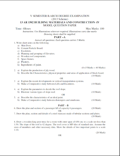 Kerala University B.ARCH Building Materials And Construction - IV 2016 ...