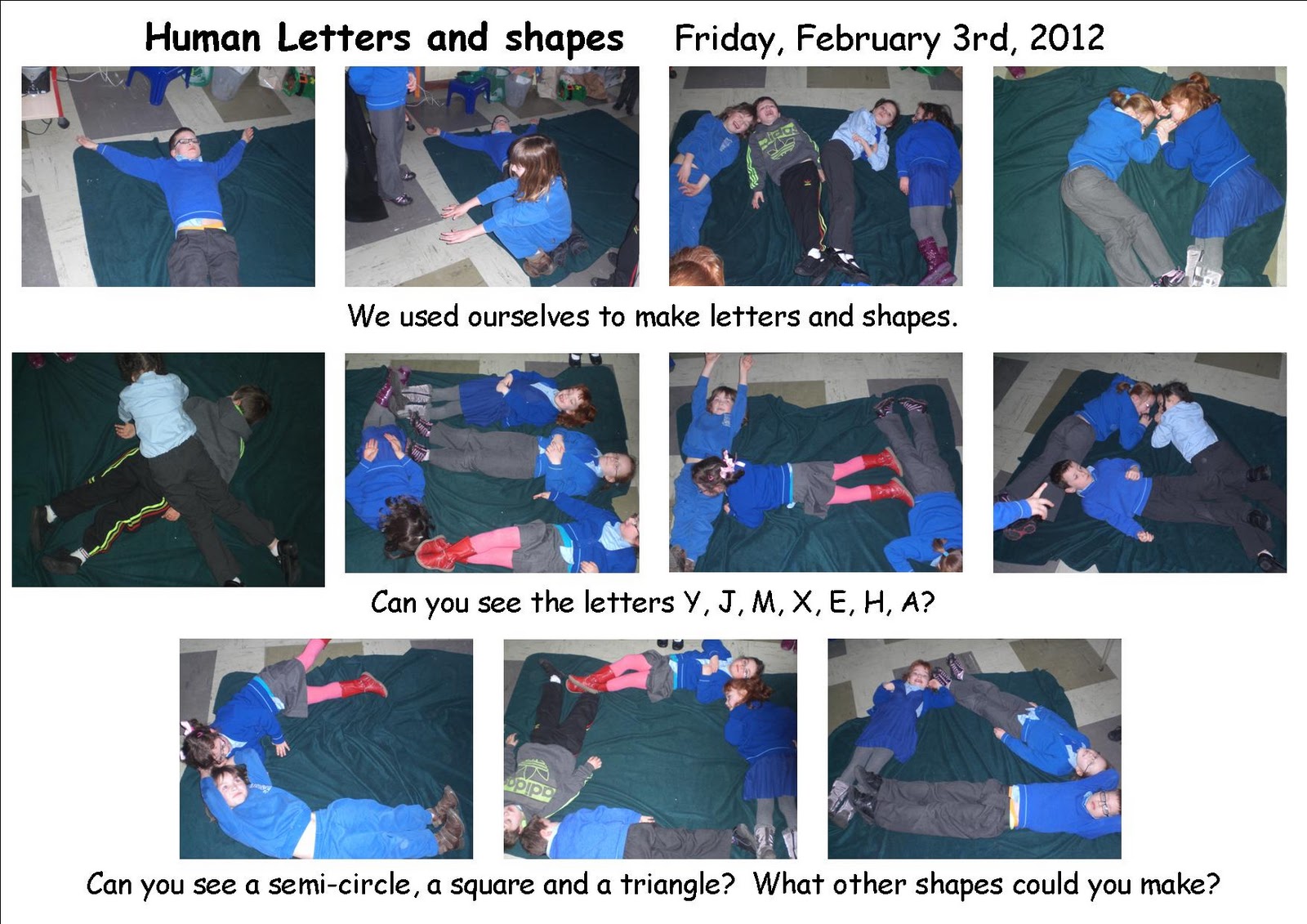 Literacy Site: Human Letters and Shapes: Senior infants