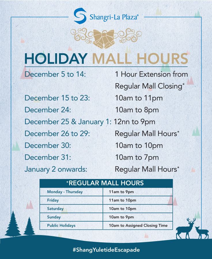 Manila Shopper: Holiday 2017 Schedule of Malls, Supermarkets, & Theme Parks