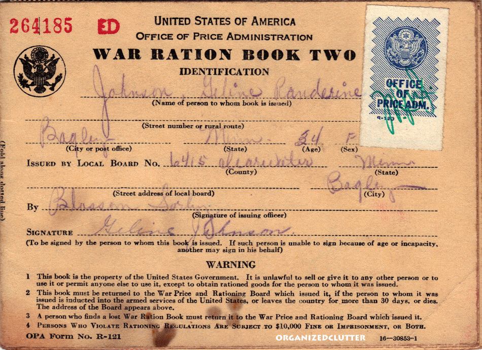 Nostalgia Day 5: WWII Ration Books - Organized Clutter