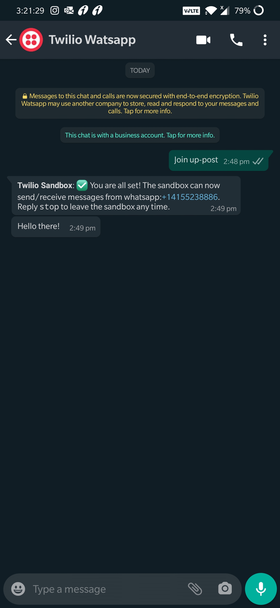 Sending Whatsapp Message in Java using Twilio