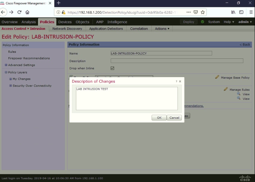 My Cybersecurity Journal: Configuring Cisco FMC Intrusion Policy Rule