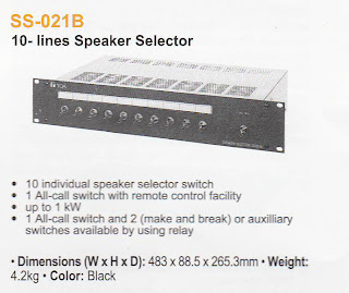 INFO ARYA : Speaker Selector 10 Zone atau area TOA SS-021B