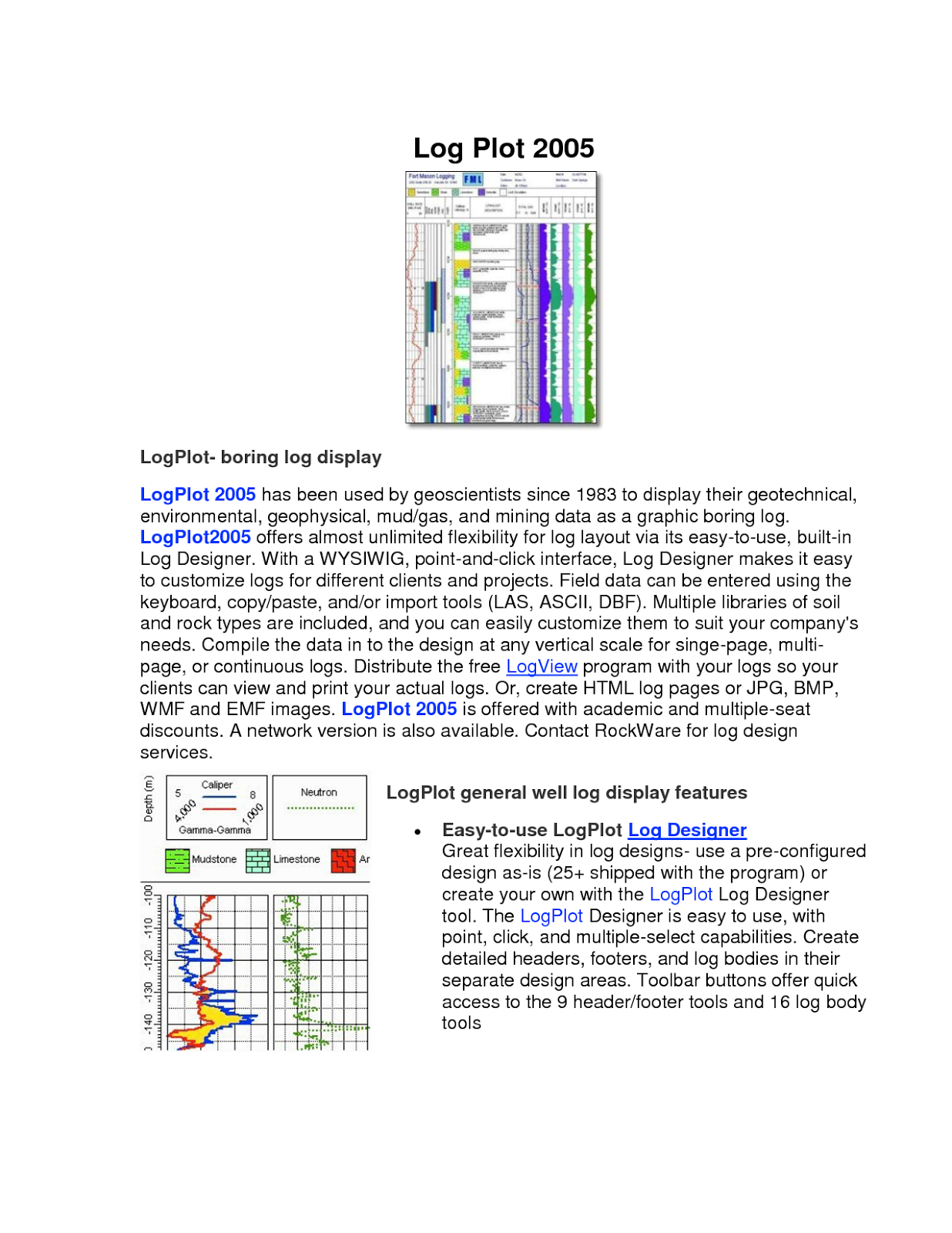 Oiler House: Logplot user manual 2005