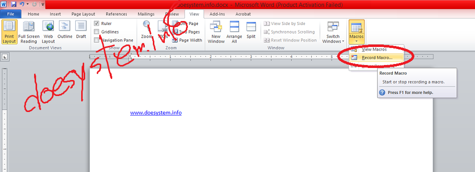Doesystem: วิธีการ Record และ Run Macro ใน Microsoft Word Doesystem: วิธีการ Record และ Run Macro ใน Microsoft Word