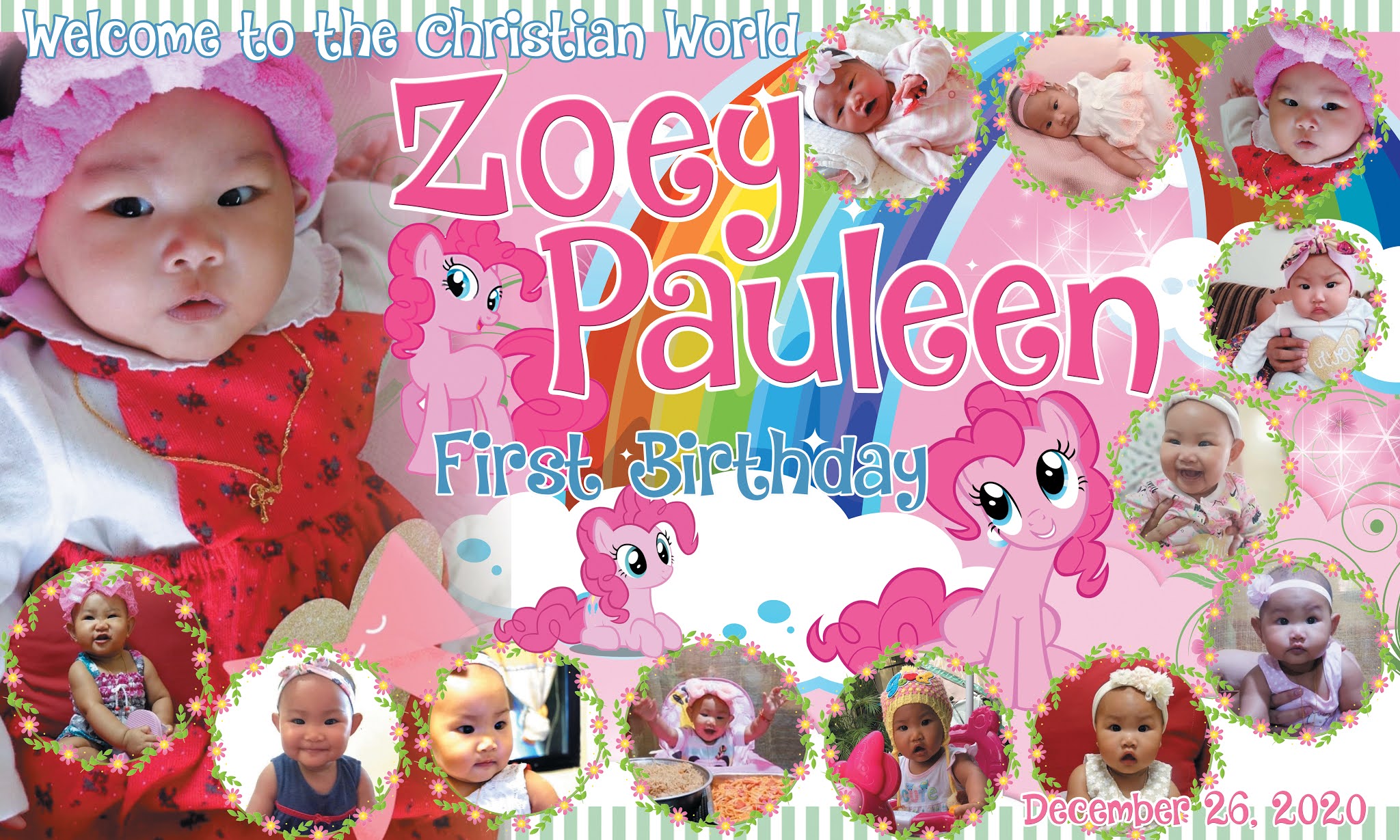 My Little Pony - Rainbow Tarpaulin Design for First Birthday