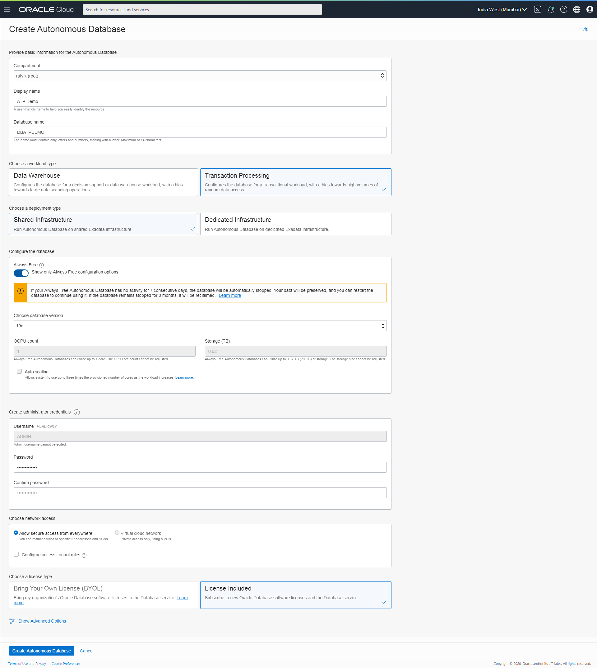 How to provision Autonomous Transaction Processing Database on Oracle ...