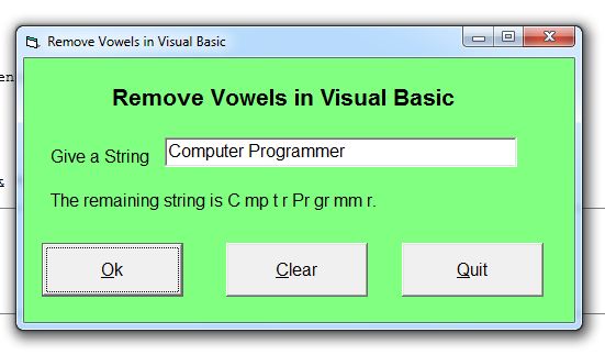 Free Programming Source Codes And Computer Programming Tutorials Remove Vowels In Visual Basic
