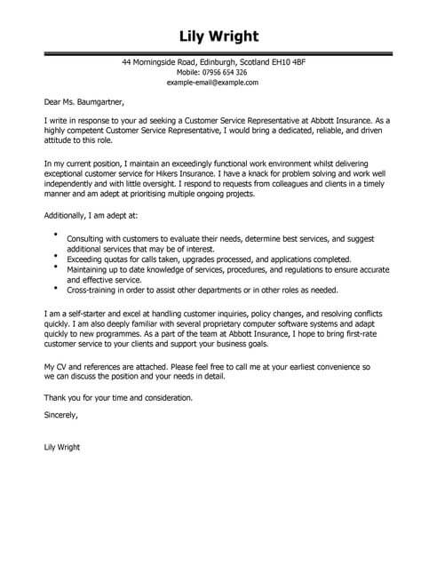 Sample Cover Letter For Job Application For Customer Service - Cover Letter