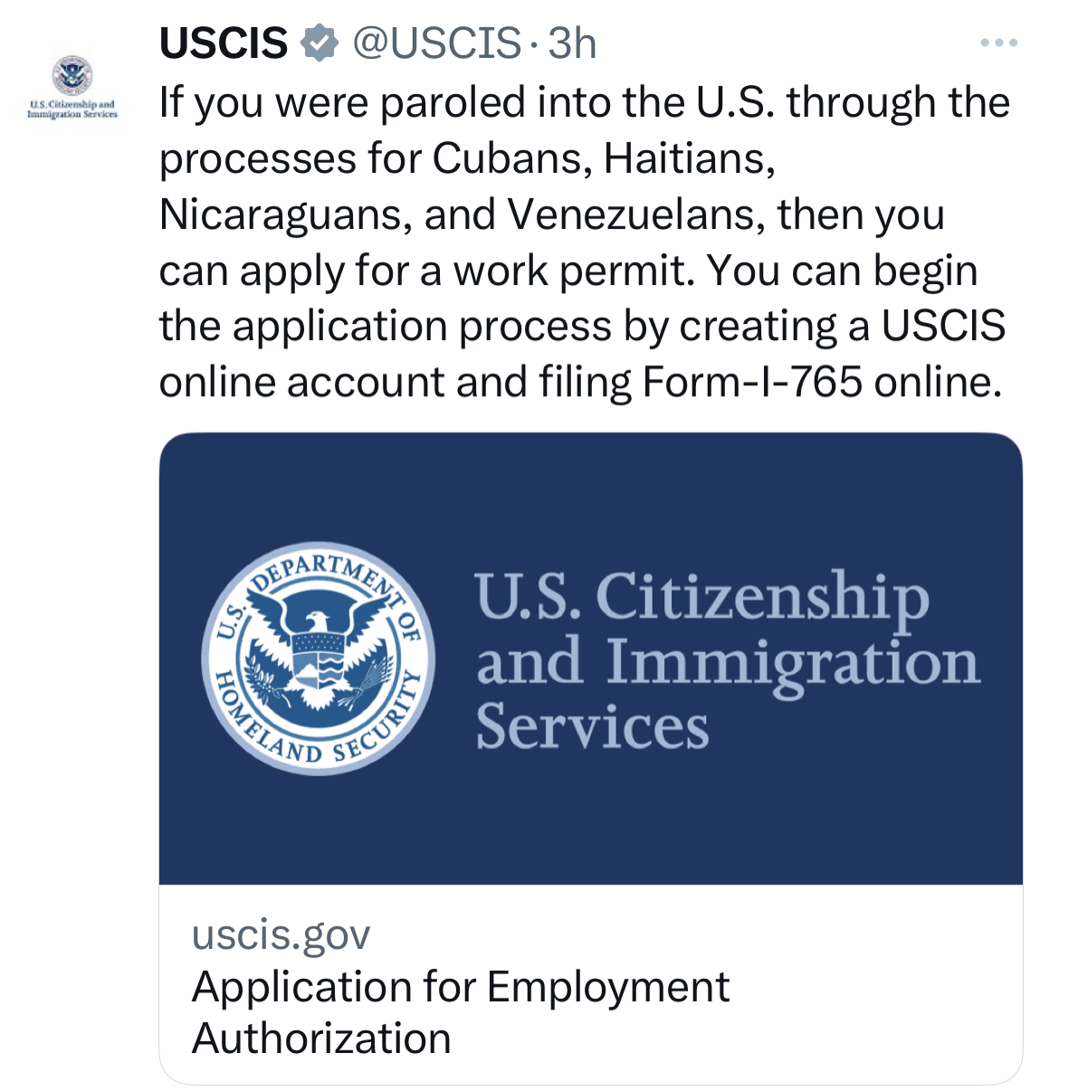 INFOBLOG: USCIS WORK AUTHORIZATION