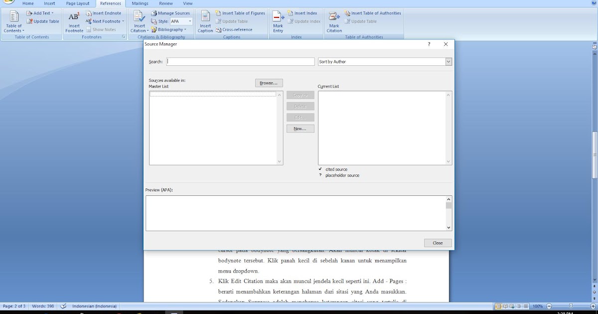 Tutorial Body Note Pada Microsoft Word