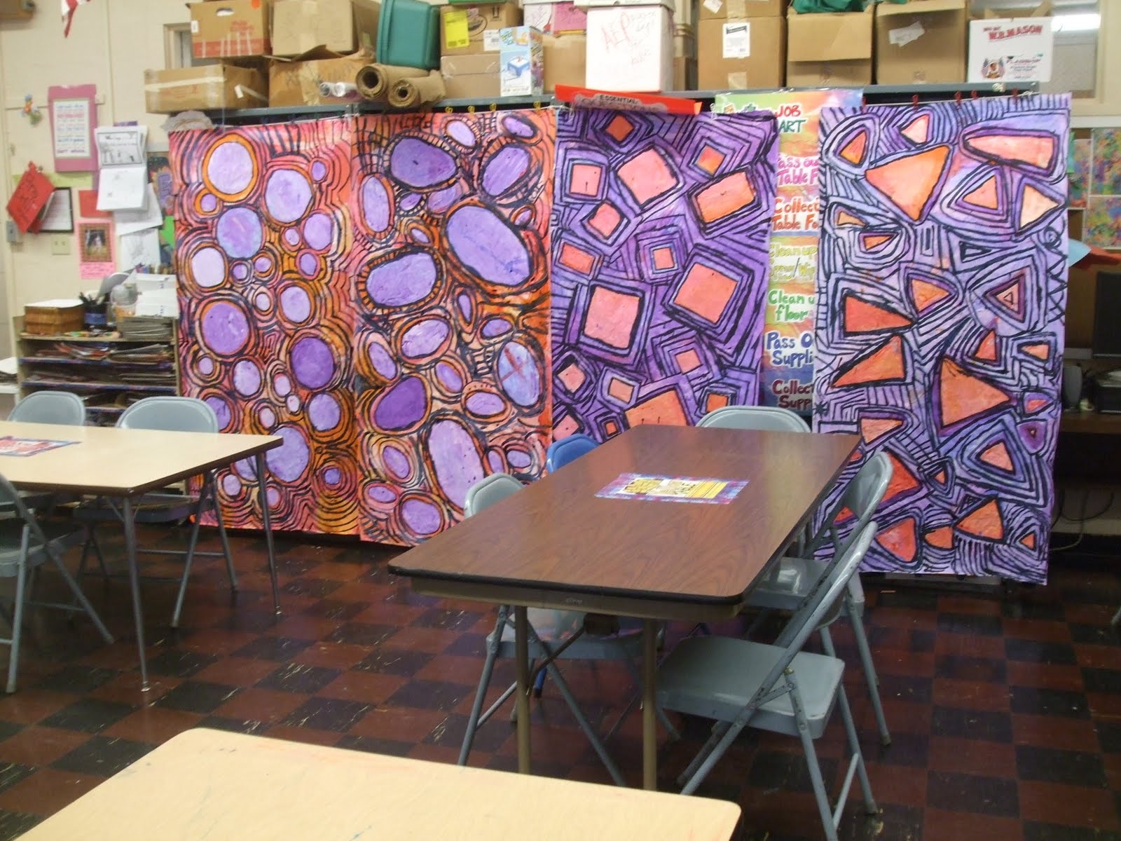 Rainbow Skies & Dragonflies: 3rd Grade - Collaborative Group Painting