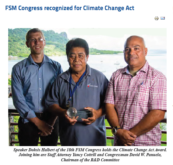 Micronesia Challenge: 07.04.14 FSM Congress Recognized for Climate ...