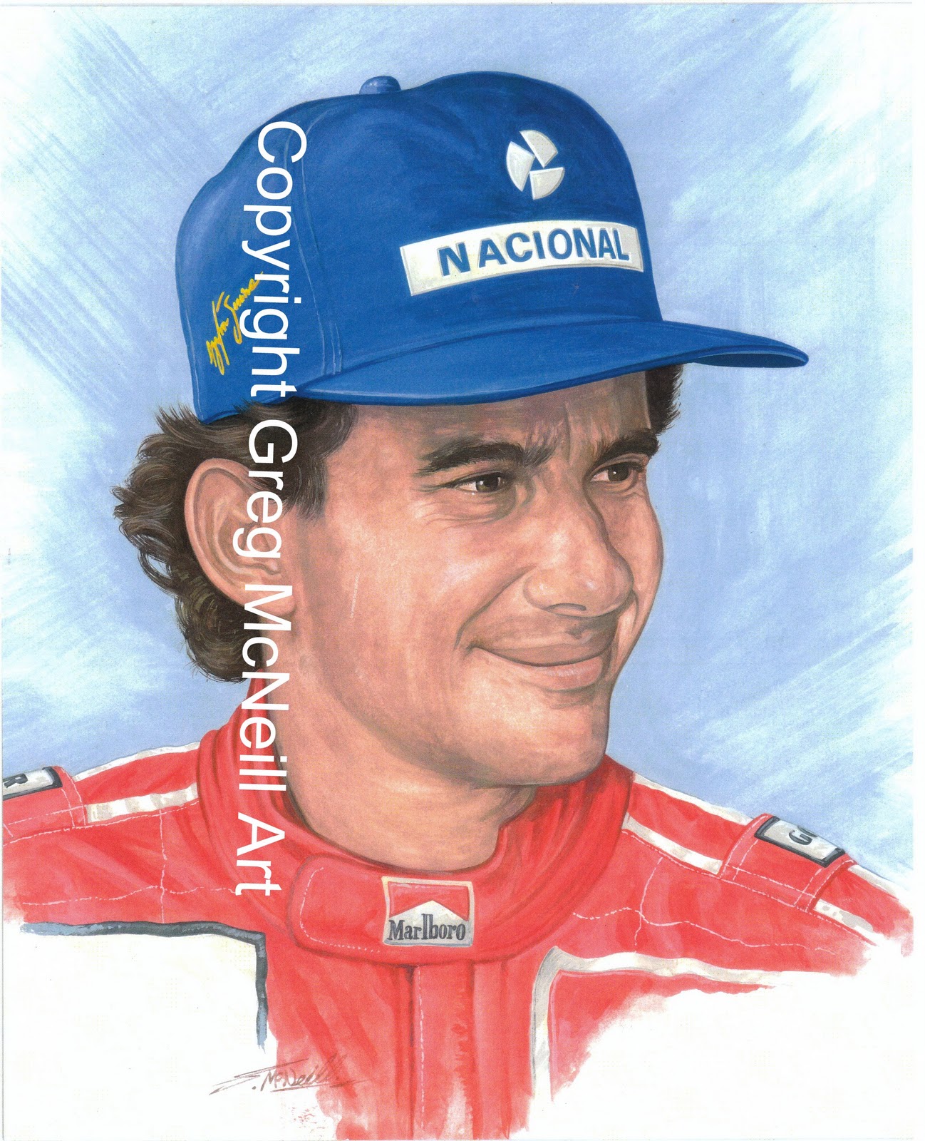 Greg McNeill Art: Original Painting - Ayrton Senna portrait