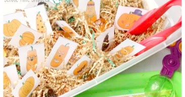 Pumpkin Matching Sensory Bin {Free Printable} | School Time Snippets