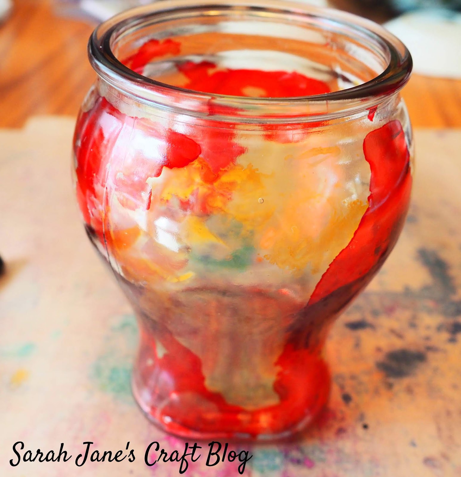 Flamed Alcohol Ink Candle Jar with White Paint
