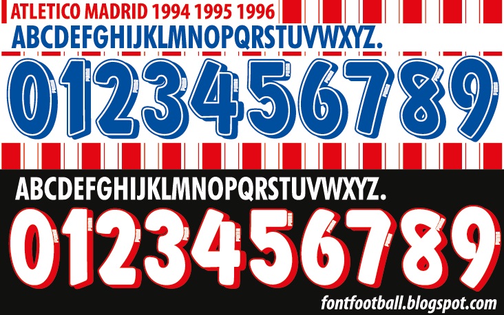 FONT FOOTBALL: Font Vector Atletico Madrid 1994 1995 1996 kit