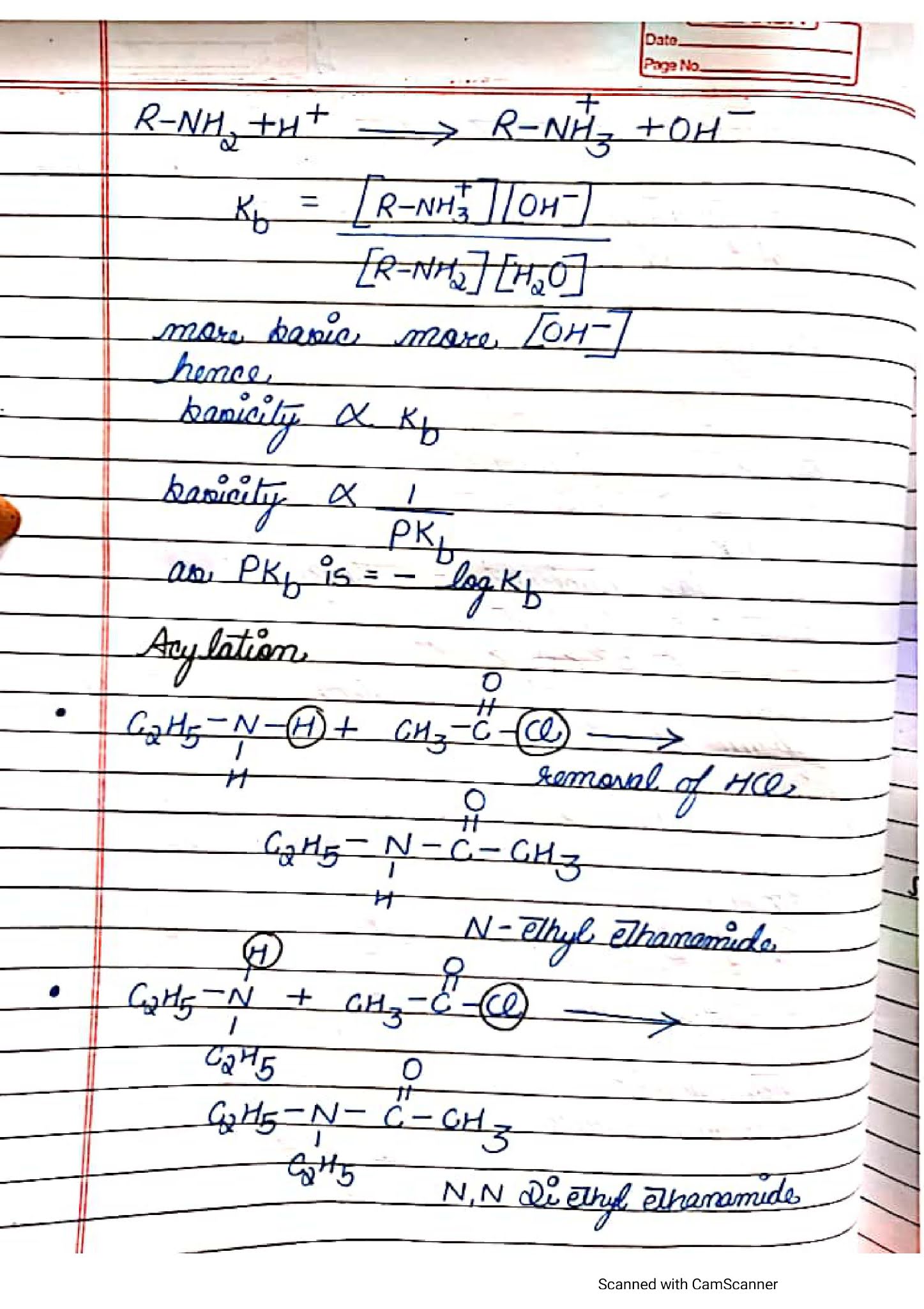 Chemistry Chapter 13- Amines Class 12 Handwritten Notes PDF download