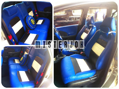 Model Jok Honda Jazz Biru Putih Hitam
