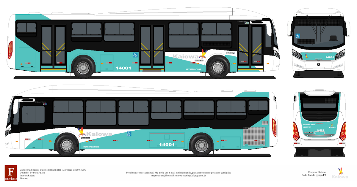Ônibus em desenho: Kaiowa- Caio Millenium BRT- Mercedes Benz 0-500U