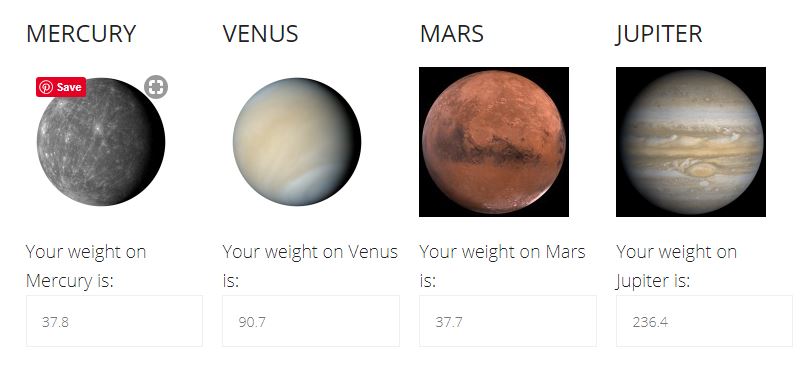 Do you know what your weight on other planets is?