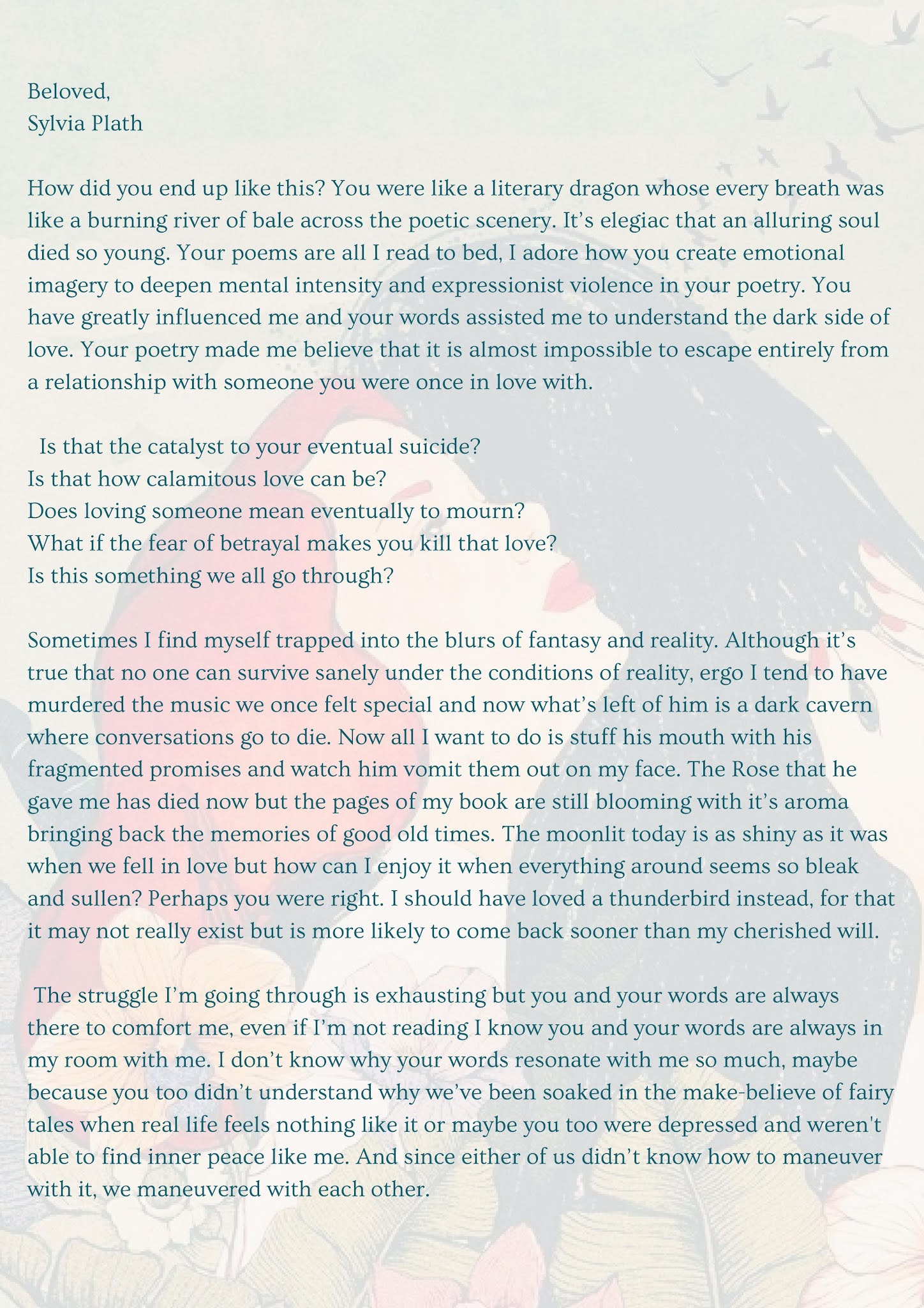 A Letter to Sylvia Plath