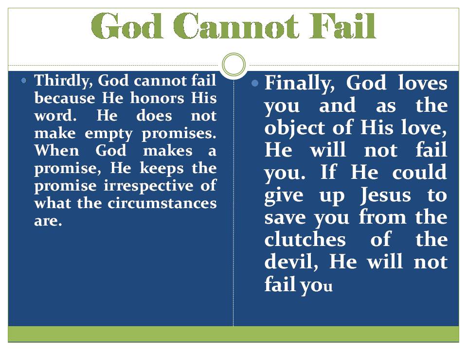 Dare to Succeed: God cannot Fail