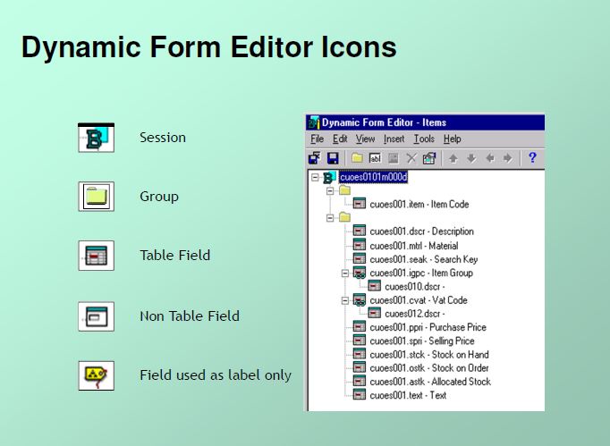 Full on Baan: Dynamic Form Editor Icons