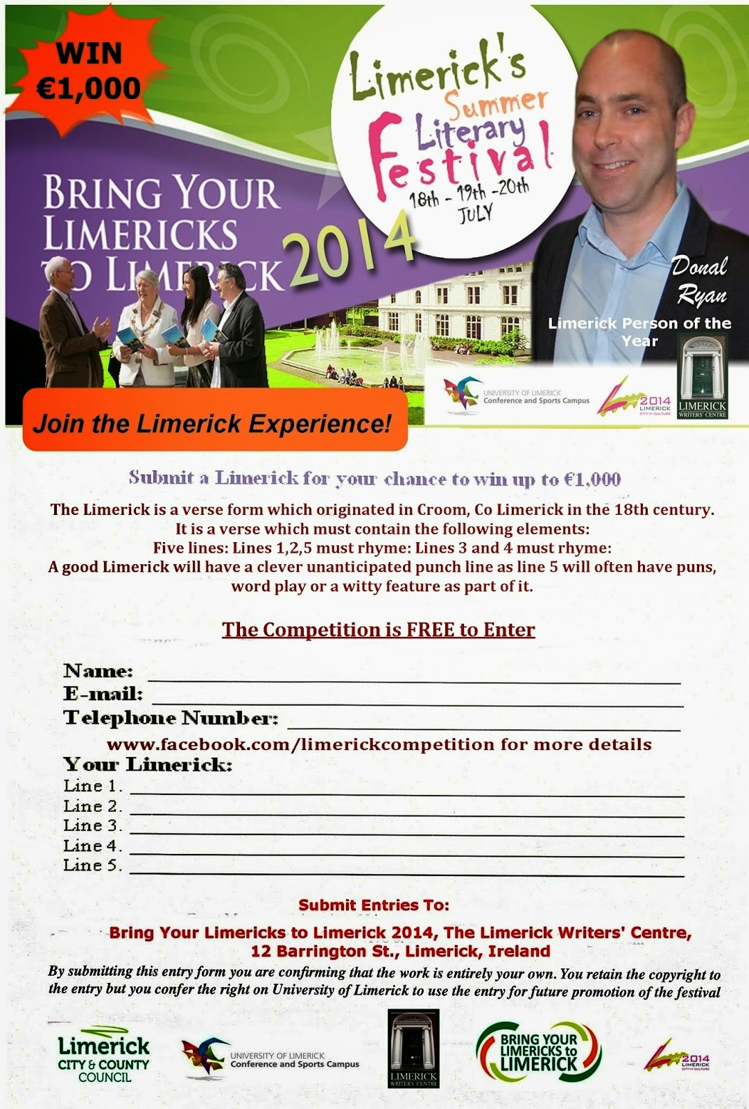 Send Your Limerick to Limerick - Writing.ie