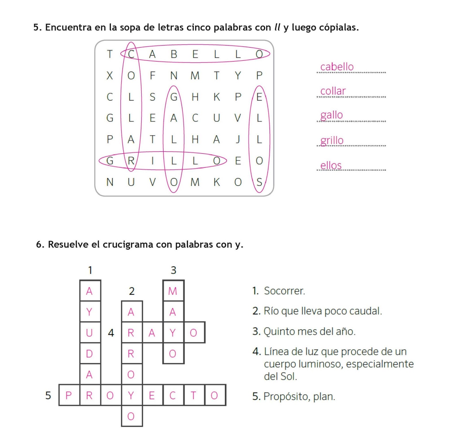 El aula de Miriñán: LENGUA - Palabras con ll / y