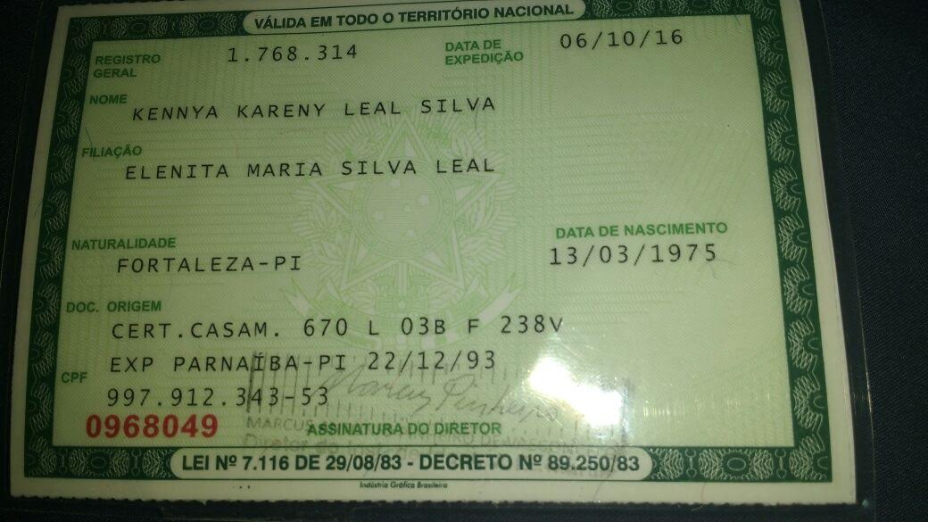 Blog Do Pessoa RG Expedido No Piau Vem Com Identifica o Do Cear 