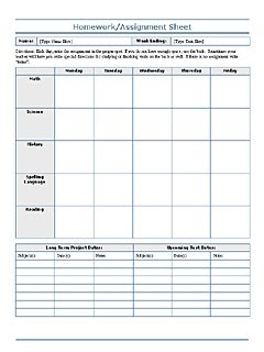 Office Template: Weekly Assignment Sheet