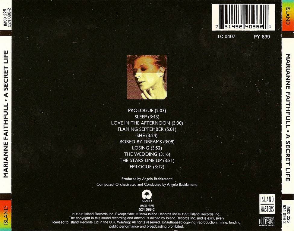 Classic Rock Covers Database: Marianne Faithfull - A Secret Life (1995)