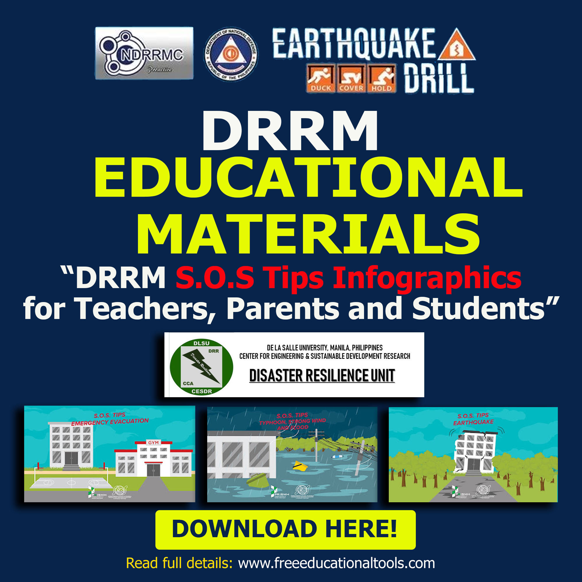 Download DRRM DLSU S.O.S Tips Infographics for Teachers, Parents and ...