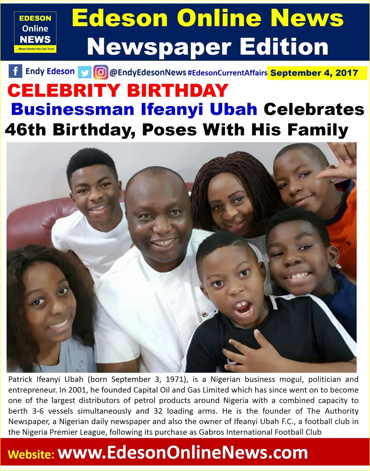 Edeson Online News: Businessman, Ifeanyi Ubah Celebrates 46th Birthday ...