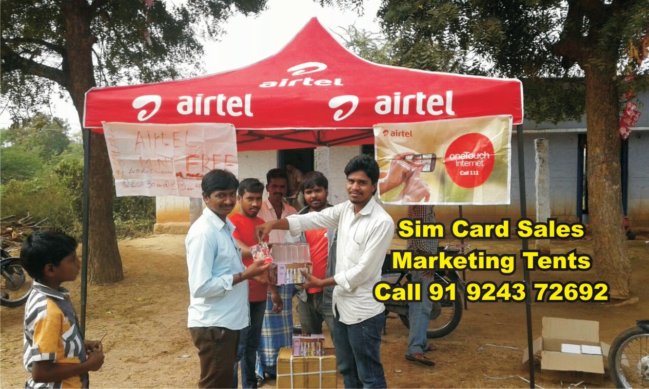 idea airtel tata voda phone sim card sales marketing tents at low price ...