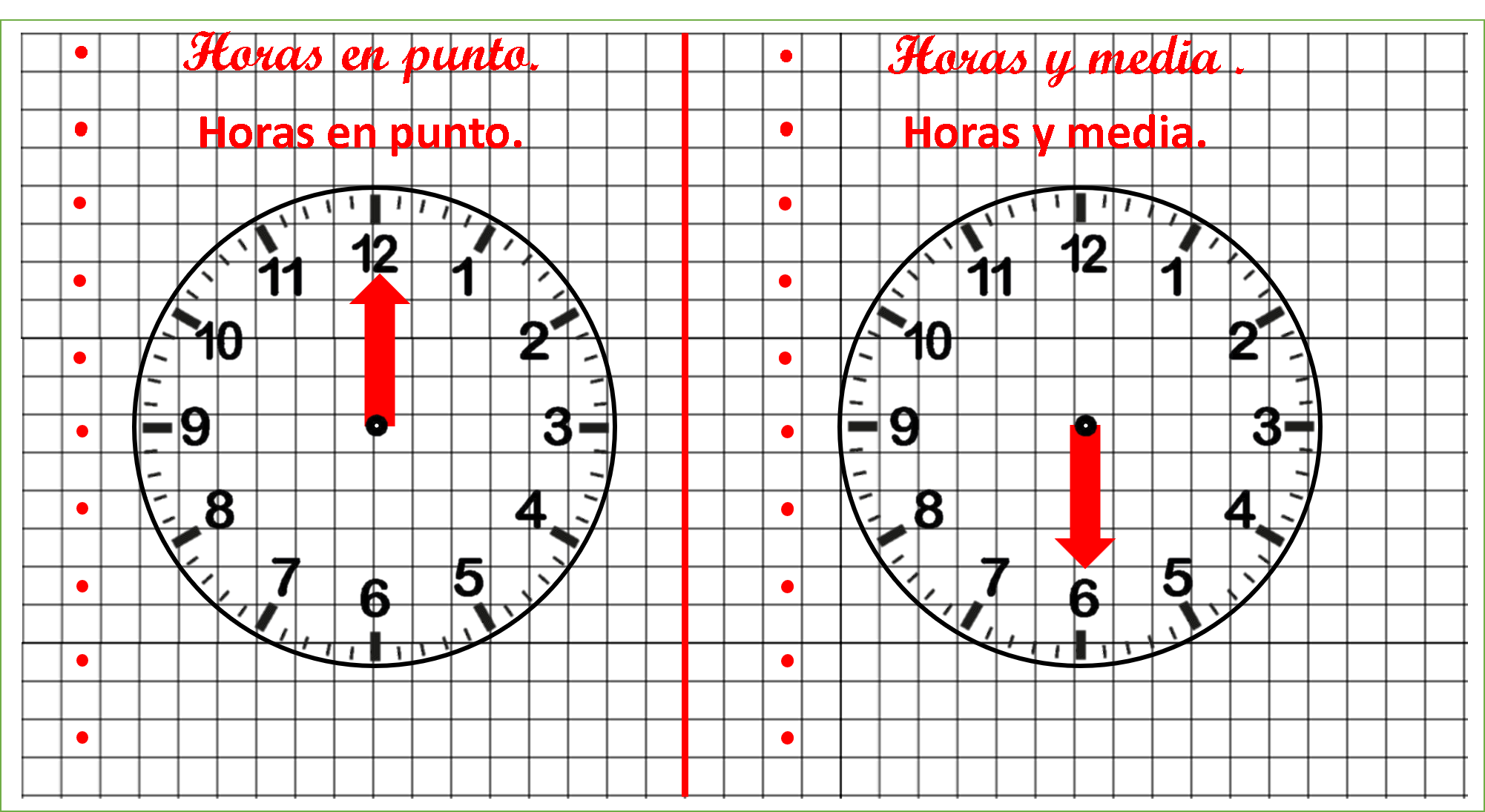 Sociales primero: Relojes (en punto, y media)
